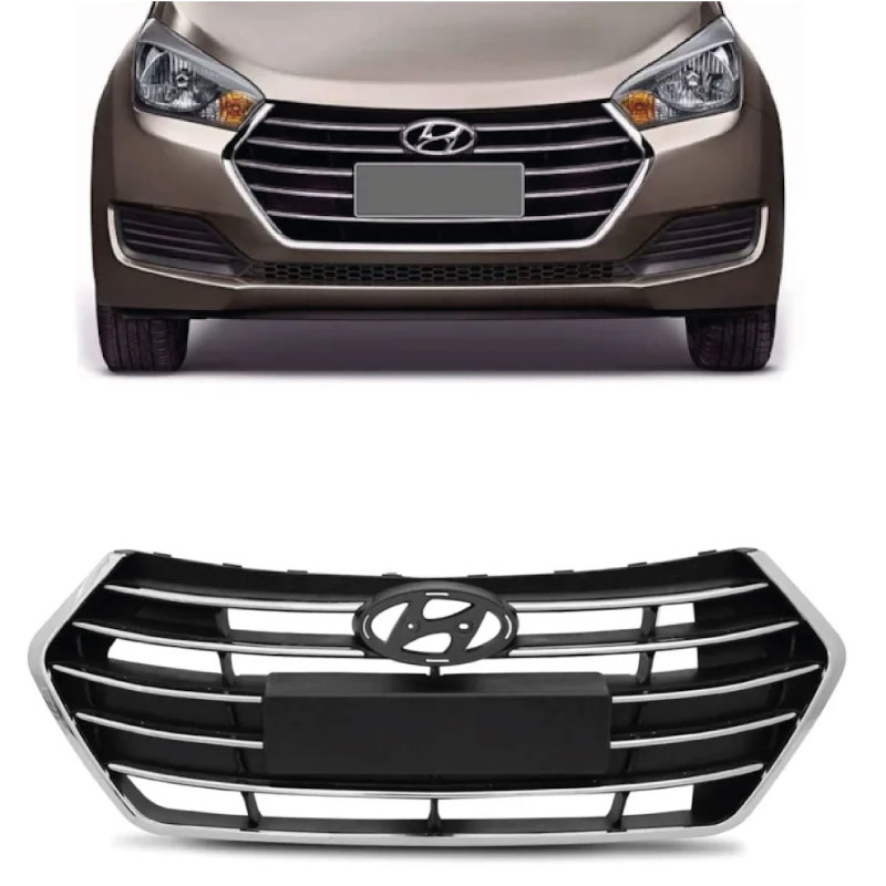 GRADE EXTERNA HB20 SEDAN 16/19 PRETA COM FRISO E MOLDURA CROMADA ...